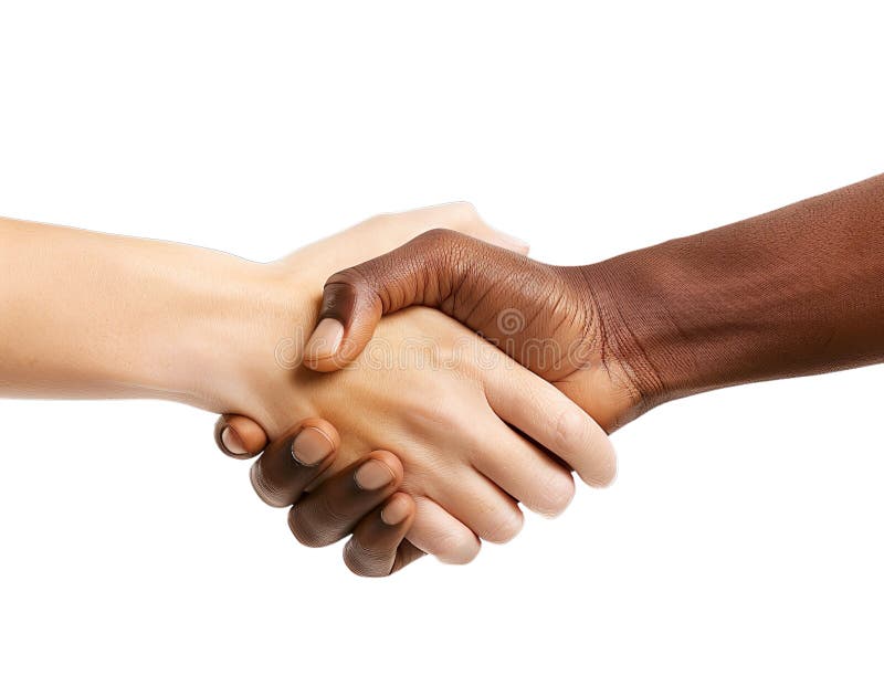 Two Hands, One Light-skinned and One Dark-skinned, Clasp in a Firm ...