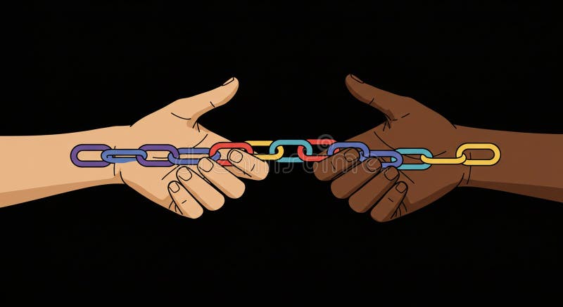 Two Hands, One Light-skinned and One Dark-skinned, are Reaching Towards ...