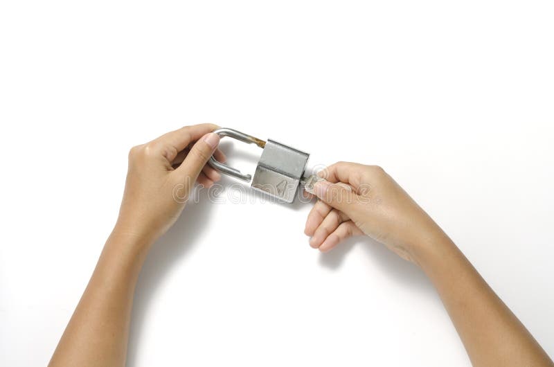 Two Hands Open Padlock with Key Stock Photo - Image of color, hand ...