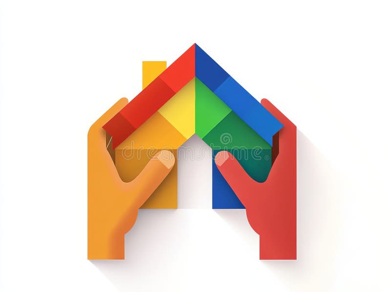 Two Hands Piecing Together a Colorful Puzzle in the Form of a House ...