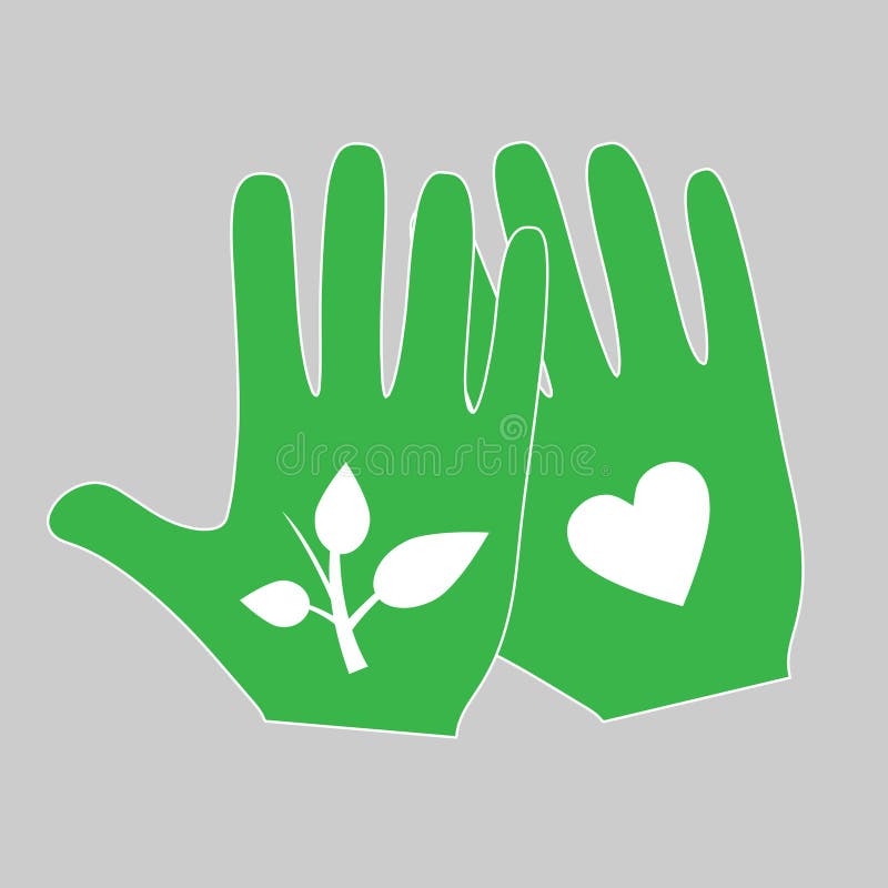 Two Hands with Plant and Heart Stock Illustration - Illustration of ...