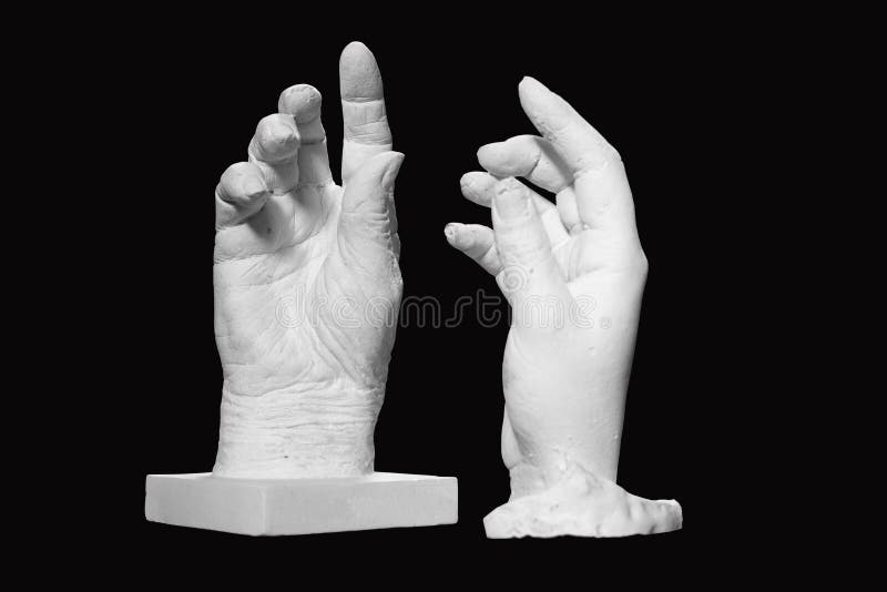Two hands plaster casts stock photo. Image of details - 256423554
