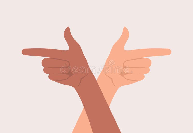 Two Hands Pointing with Index Fingers in Opposite Directions, Flat ...