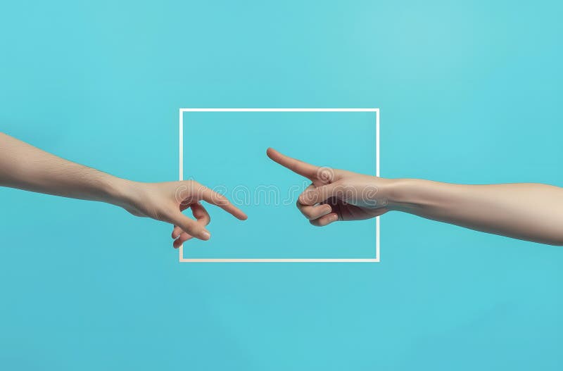 Two Hands Pointing Towards White Frame Stock Illustration ...