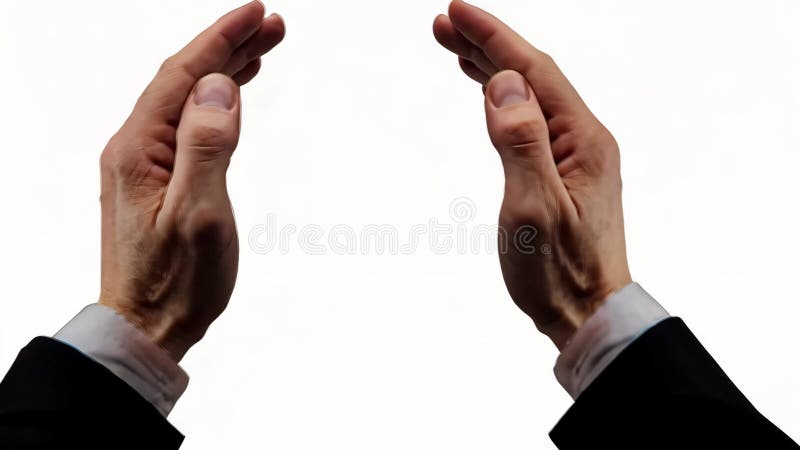 Two Hands Positioned Outward, Parallel To Each Other Against a Simple ...