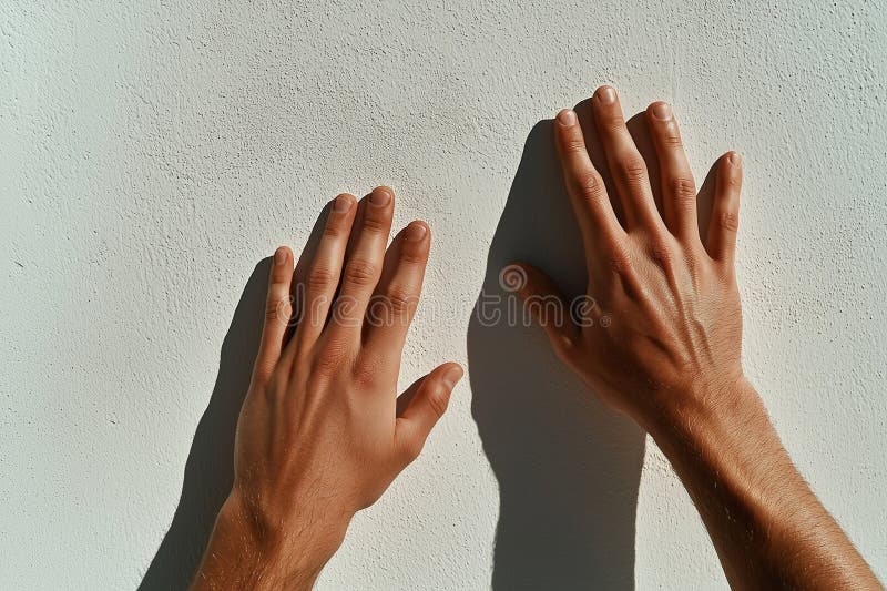 Two Hands Pushing the Wall, Dynamic Composition with Dramatic Shadow ...