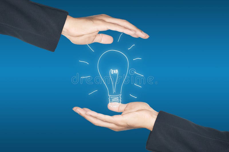 Two Hands Protecting Light Bulb Stock Photo - Image of ecology ...