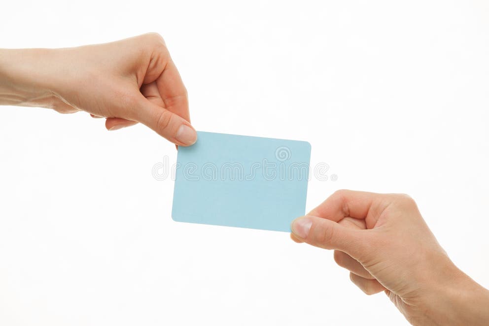 Two Hands Pull in Different Directions a Blue Paper Card Stock Photo ...