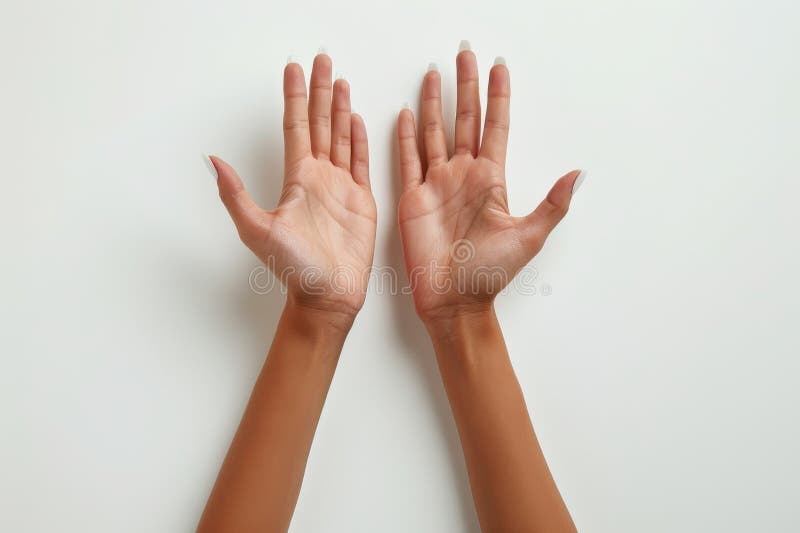 Two Hands are Raised in the Air, One of Which is Slightly Bent Stock ...