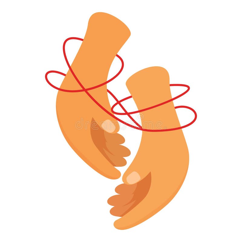 Two Hands Reaching for Each Other, Connected by Red String of Fate ...