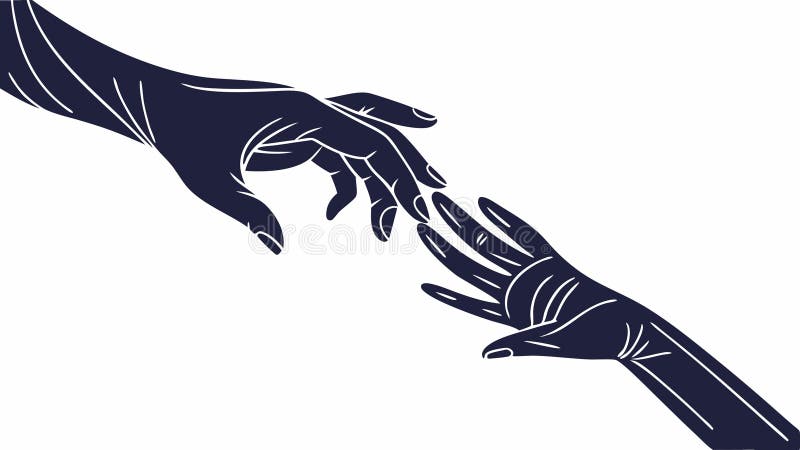 Two Hands Reaching for Each Other Connection Support Help Vector Sketch ...
