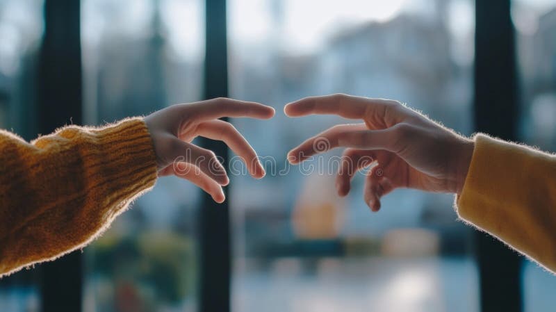 Two Hands Reaching for Each Other but Never Touching in Sunlight Stock ...