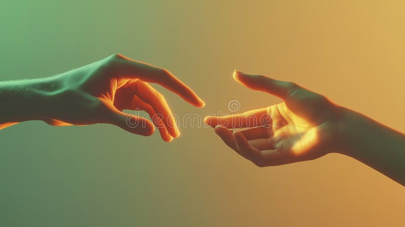 Two Hands Reaching for Each Other, Symbolizing Connection, Help, or ...