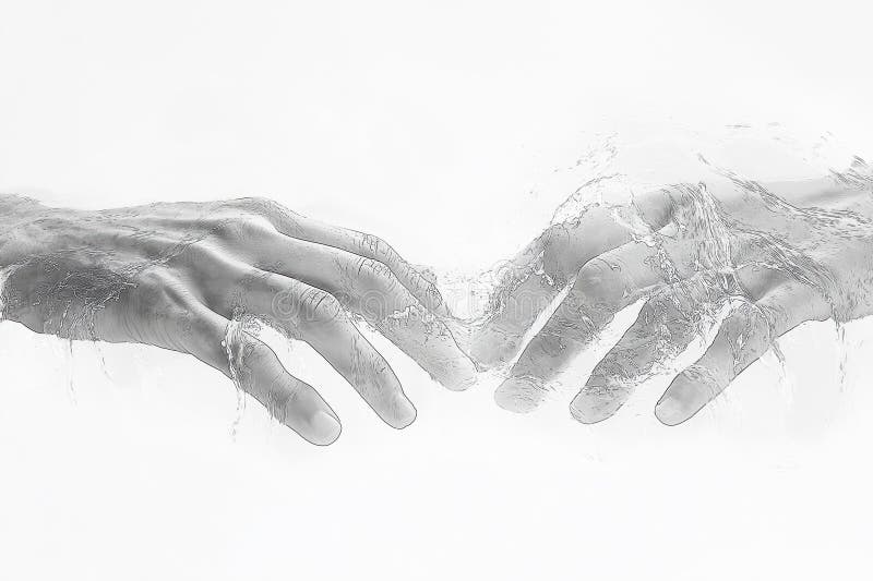 Two Hands Reaching for Each Other through Water Splash Stock Image ...