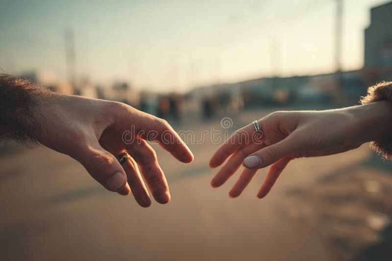 Two Hands Reaching Out - a Moment of Connection and Support in High ...