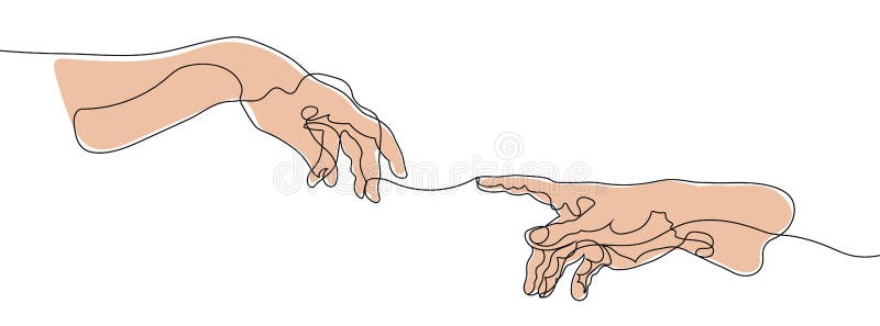 Two Hands Reaching Out. One Continuous Line Vector Illustration Stock ...