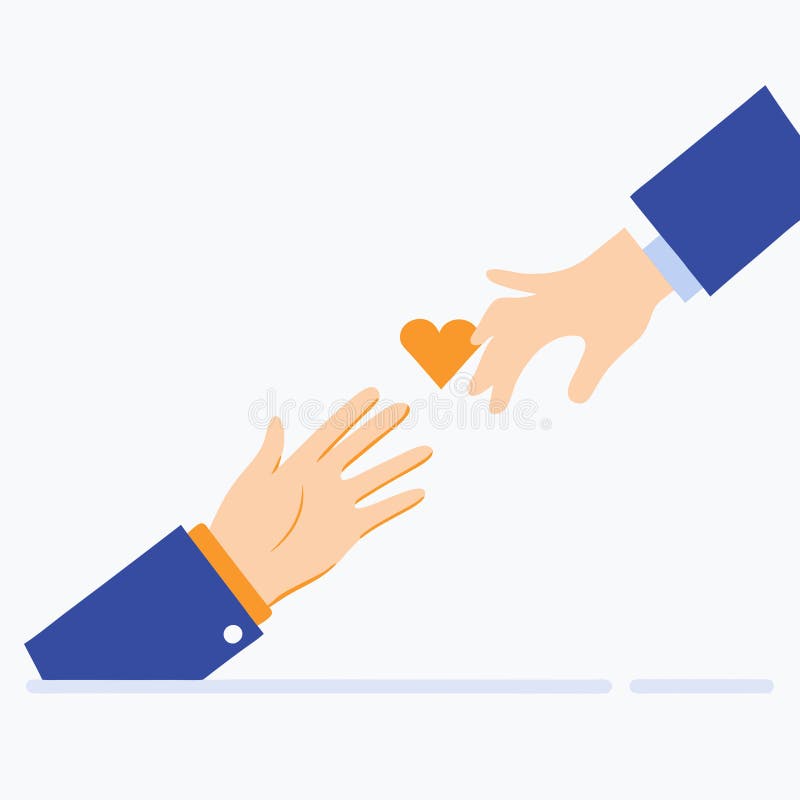 Two Hands Reaching Out To Each Other with a Heart in the Middle Stock ...