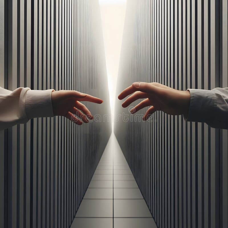 Two Hands Reaching Towards Each Other Stock Illustration - Illustration ...