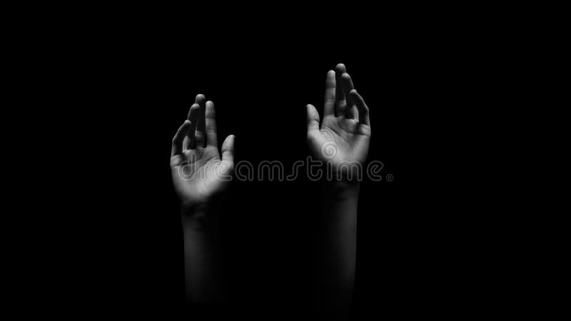 Two Hands Reaching Upward in a Dark Background Stock Photo - Image of ...