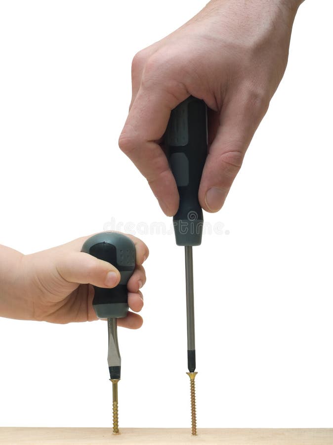 Two Hands with Screw-drivers Stock Photo - Image of work, drivers: 13137602