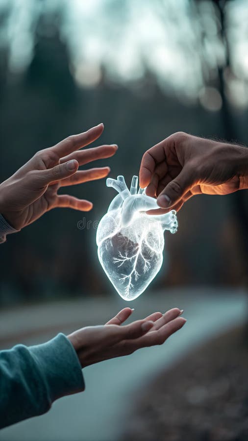 Two Hands Separating a Ghost Heart Apart. Hyper Realistic Stock ...