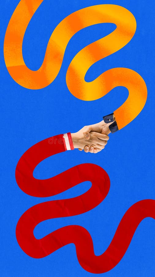 Two Hands Shake Amidst Swirling Pathways, Representing Negotiation and ...