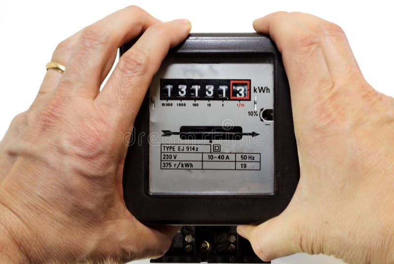 Two Hands Shaking with Anger the Counter of Electrical Consumption ...