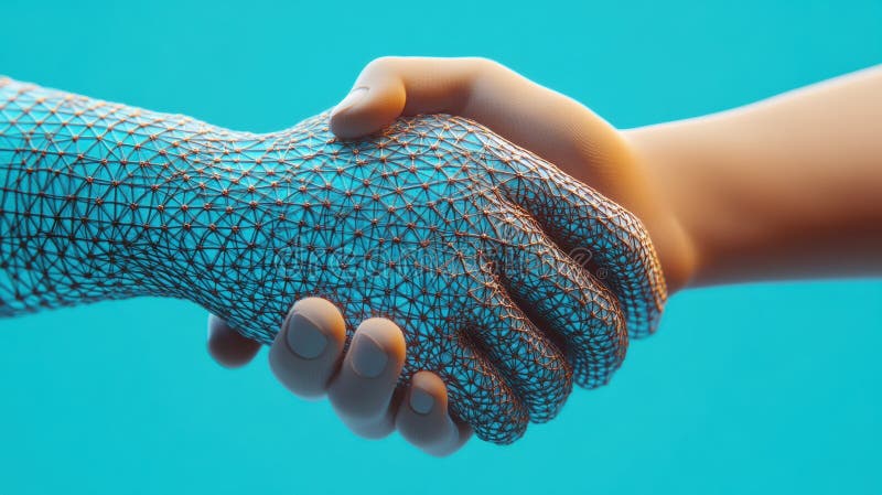 Two Hands Shaking Each Other in a Wireframe 3d Model, AI Stock ...