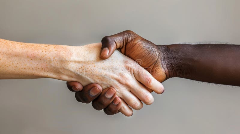 Two Hands Shaking Hands, One White and One Black Stock Illustration ...