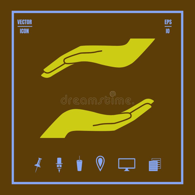 Two Hands Showing Care Vector Icon on a Realistic Paper Backgro Stock ...