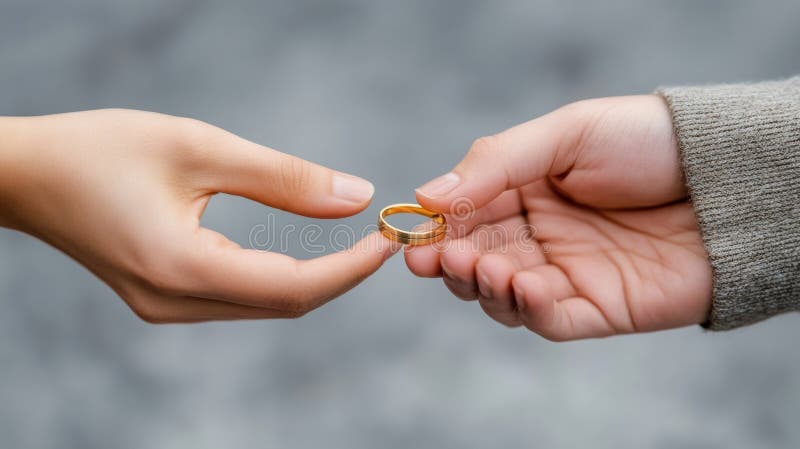Hands Exchanging a Gold Ring Symbolizing Commitment and Connection, AI ...