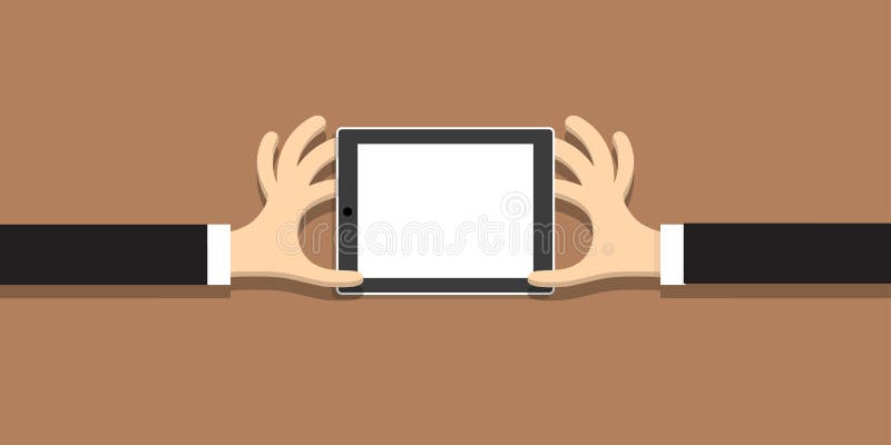 Two Hands with Tablet (pc) in Cartoon Style Stock Vector - Illustration ...