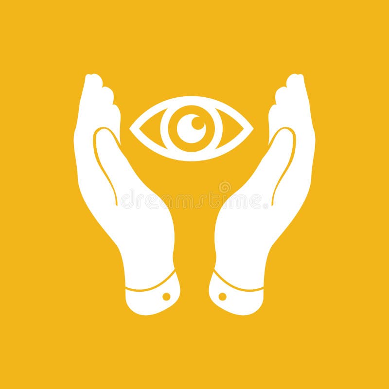 Two Hands Take Care of the Eye Icon Stock Vector - Illustration of ...