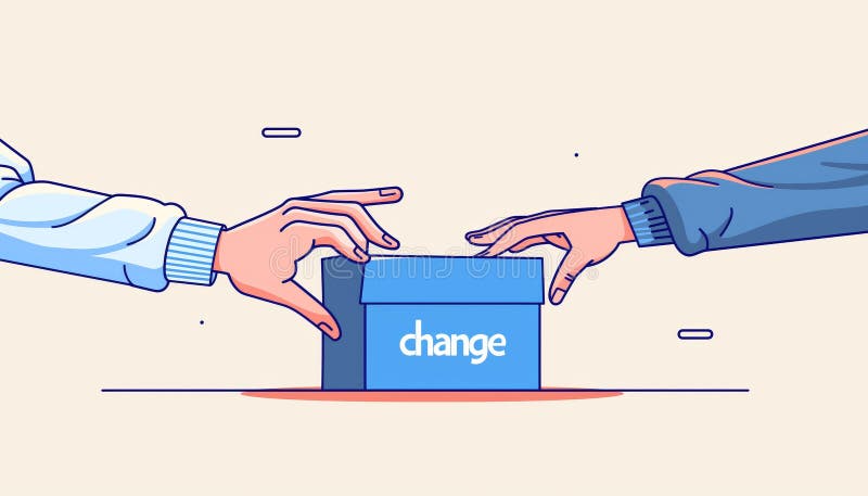 Two Hands Touching a Blue Box that Says Change Generated by AI Stock ...