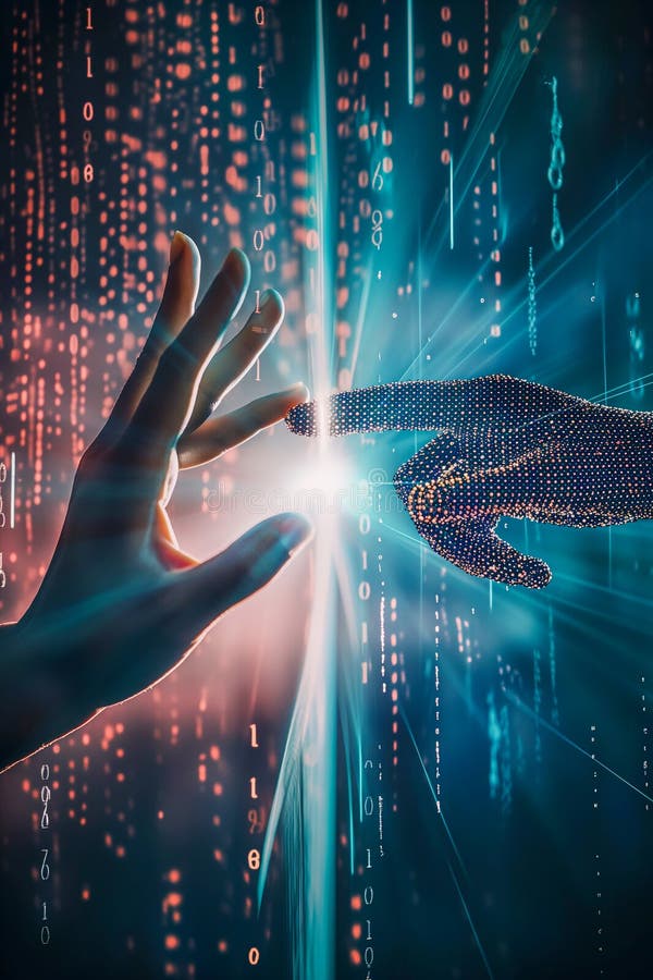 Two Hands are Touching Each Other in a Digital Image Stock Illustration ...