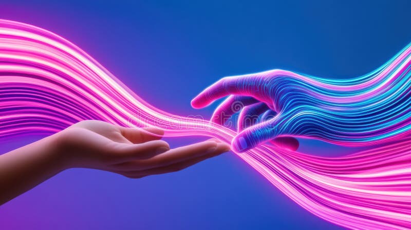 Hand Grabbing Neon Waves