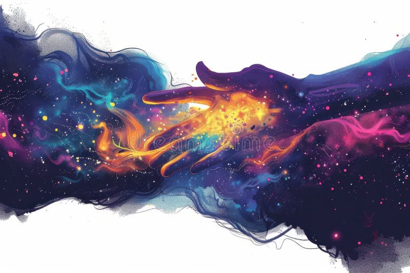 Two Hands are Touching Each Other in a Painting Stock Photo - Image of ...