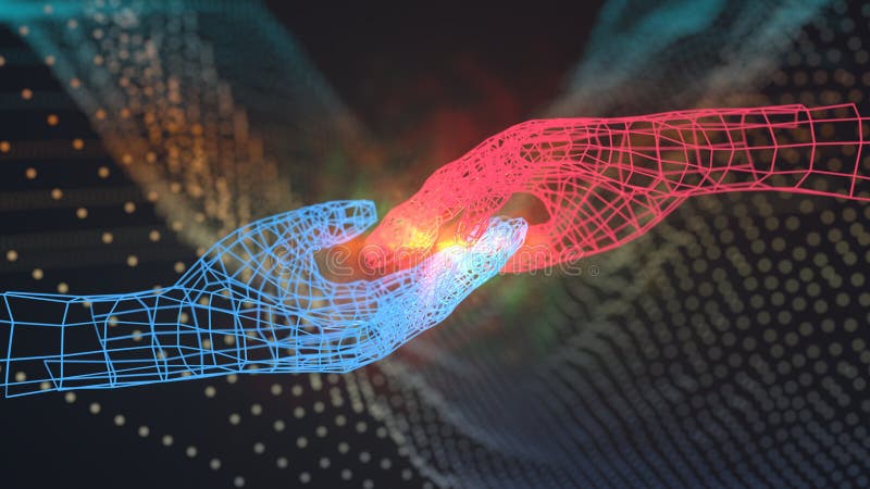 Two Hands Touching in a Virtual Space. Virtual Reality, Artificial ...