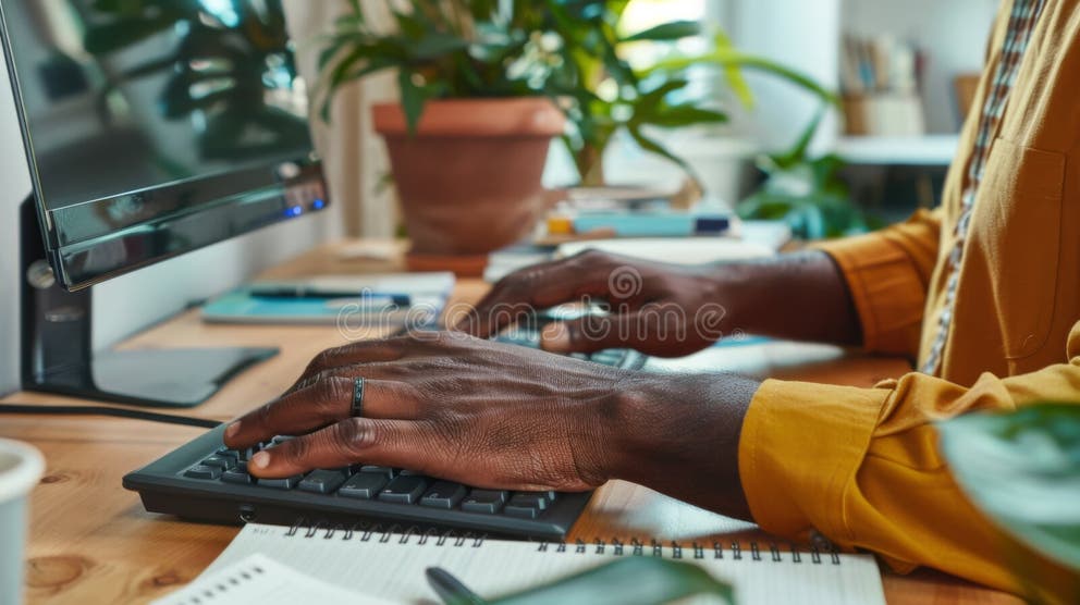 A Professional Typing at Work. AI Generated Stock Photo - Image of ...