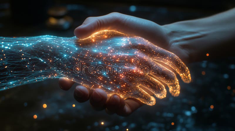 Hands Connect through Electrical Neural Pathways in a Vibrant Display ...