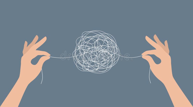 Two Hands Untangling a Ball of Thread. Problem Solving Concept Stock ...
