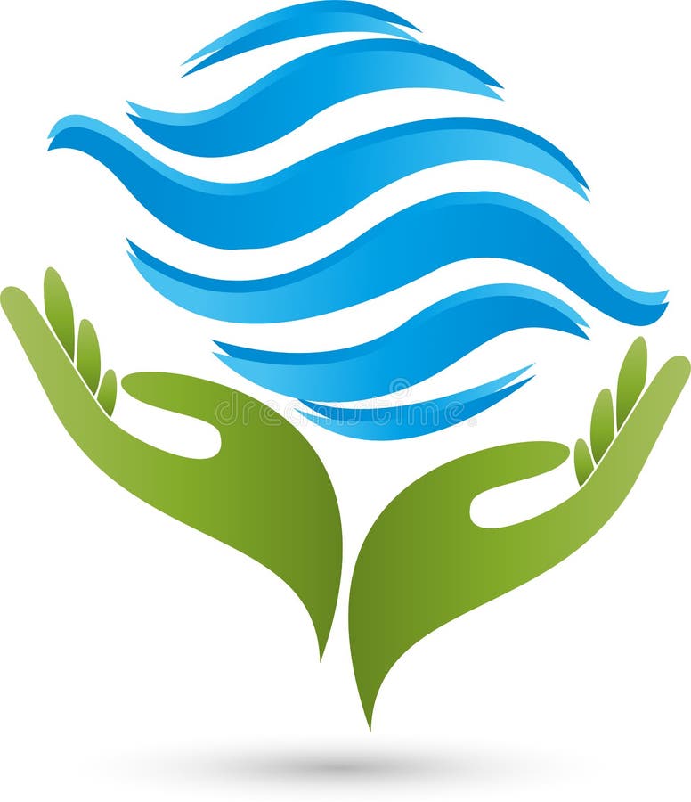 Two Hands and Water Waves, Wellness and Spa Logo Stock Vector ...