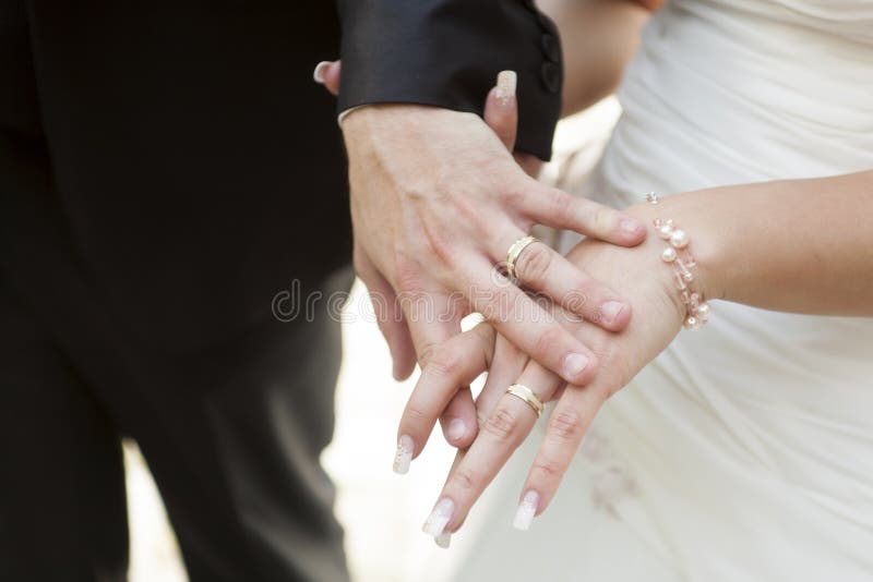 Two Hands with a Wedding Ring Stock Image - Image of bride, love: 35577905