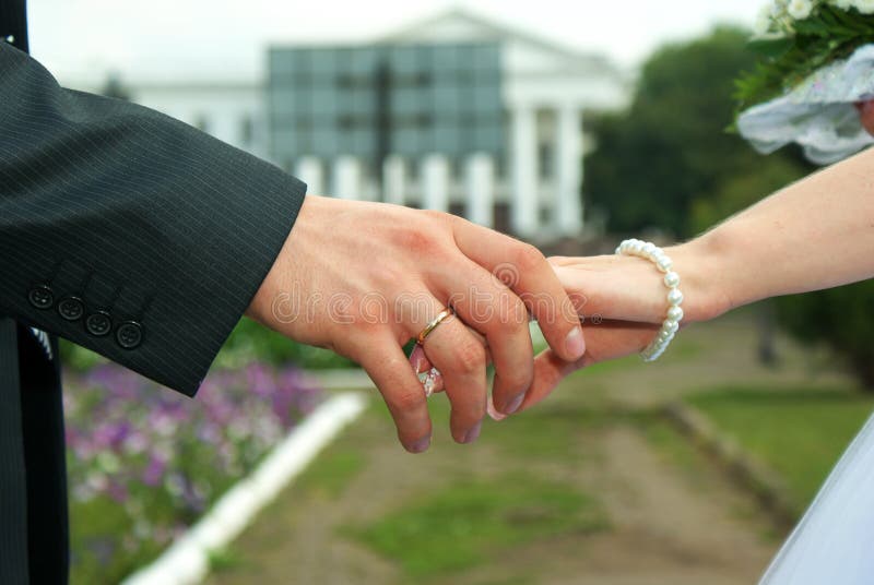 Two Hands with Wedding Rings. Stock Photo - Image of jewelery, love ...