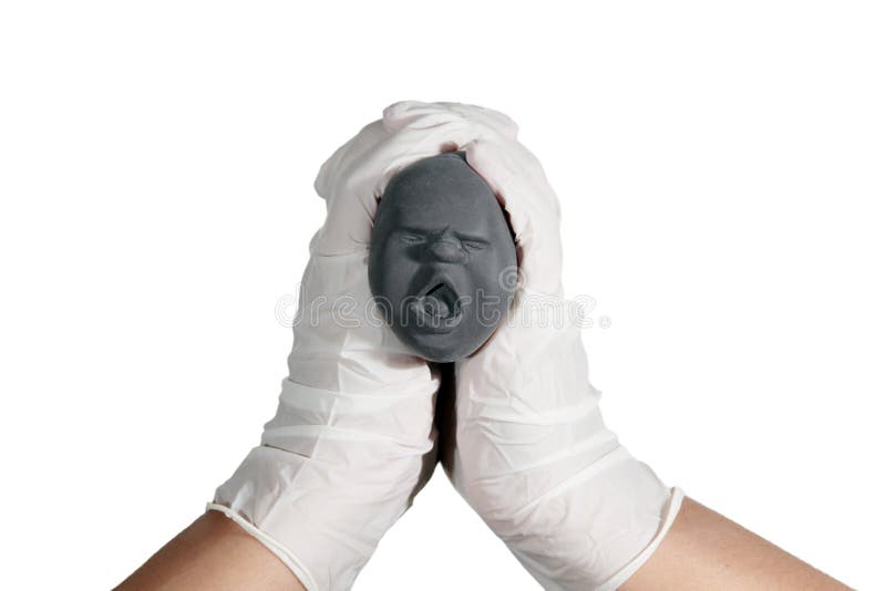 Two Hands, Which Compress Crying Head Stock Image - Image of expression ...