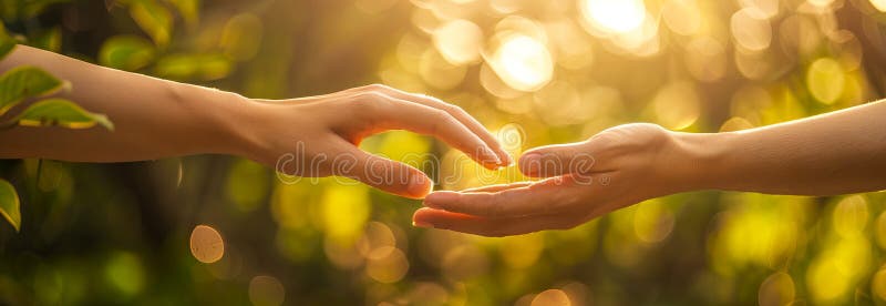 Two Hands Whispering Touch in Nature S Glow: Concept of Connection ...