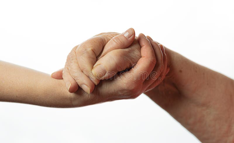 The Hand of an Elderly Person Handshake the Young Person S Hand Stock ...