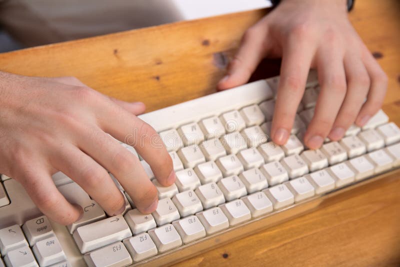 Two Hands Writing in a Computer Keyboard Stock Image - Image of ...