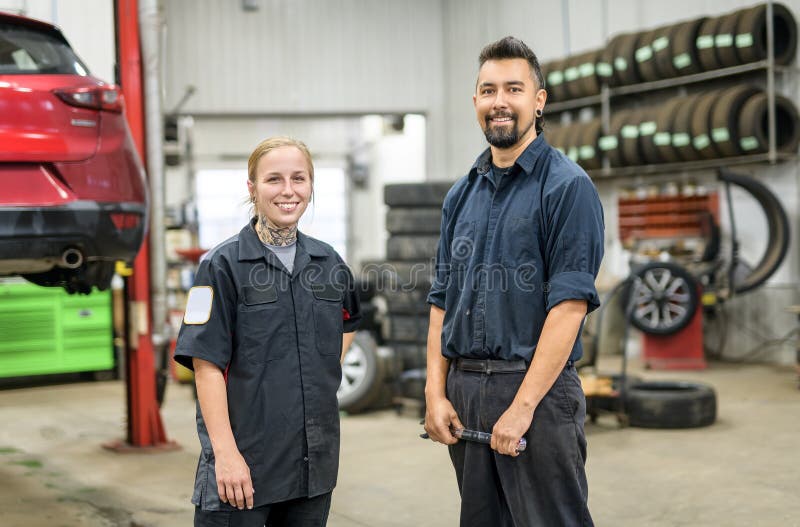 Two Handsome Mechanic Worker in Uniform Worker Stock Photo - Image of ...
