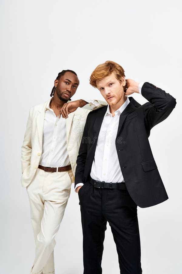 Two Handsome Men in Tailored Suits Stock Image - Image of confident ...